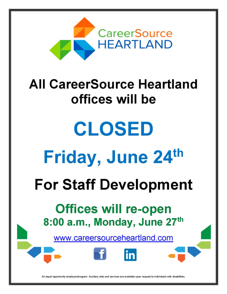 Office Closure: Staff Development - CareerSource Heartland